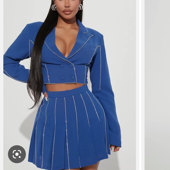 Fashion Nova | Skirts | Blue Ellie Blazer Mini Skirt Set | Poshmark